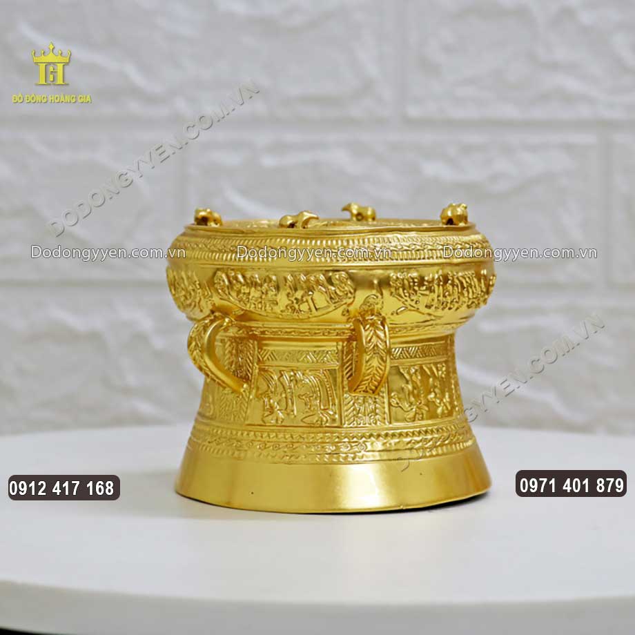 Quả Trống Đồng Mini Dát Vàng 9999 Cao Cấp (có Cóc)